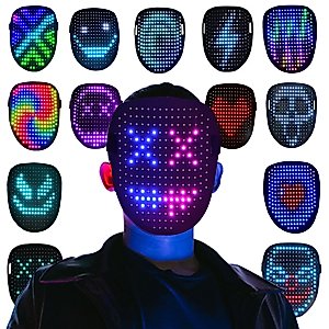 AOSKYKA Face Transforming LED Mask with 50 Presets Pattern Controlled by Gesture, Light Up Mask for Costume Cosplay Party Masquerade, Christmas