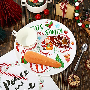 AnyDesign Dear Santa Cookie Plate Round Christmas Plastic Santa Treat Tray Decorative Xmas Eve Treat Serving Boards Cute Plate Platter Mat for Sharing Snack Cookie Milk, 10 Inch