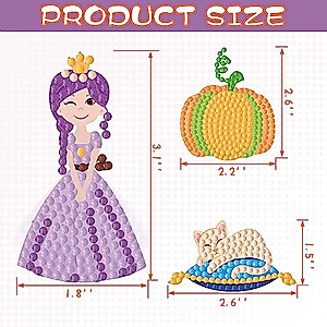 Nsuebck Diamond Painting Kits for Kids - 18 Pcs Princesses Gem Art Stickers for Girls - Paint by Number Crafts Birthday Gifts for Kids Ages 4 6 7 8-12