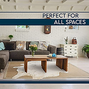 LAKKH Fourtue 4.2x6ft Faux Cowhide Rug - Synthetic Cow Hide Rug - Cowhide Rug Faux - Cowhide Rugs for Living Room Bedroom & Home Office - Plush Synthetic Fur w/ Soft Backing (Gold & Cream) (L-02)