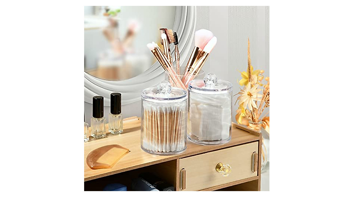 xigua 2 Pack Apothecary Jars for Bathroom Organization