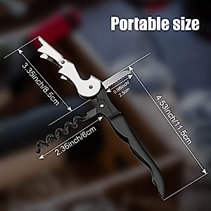 ANANSI Wine Opener Waiters Corkscrew Heavy Duty Stainless Steel Hinges Beer Bottle Opener Wine Key for Restaurant Waiters, Sommelier, Bartenders