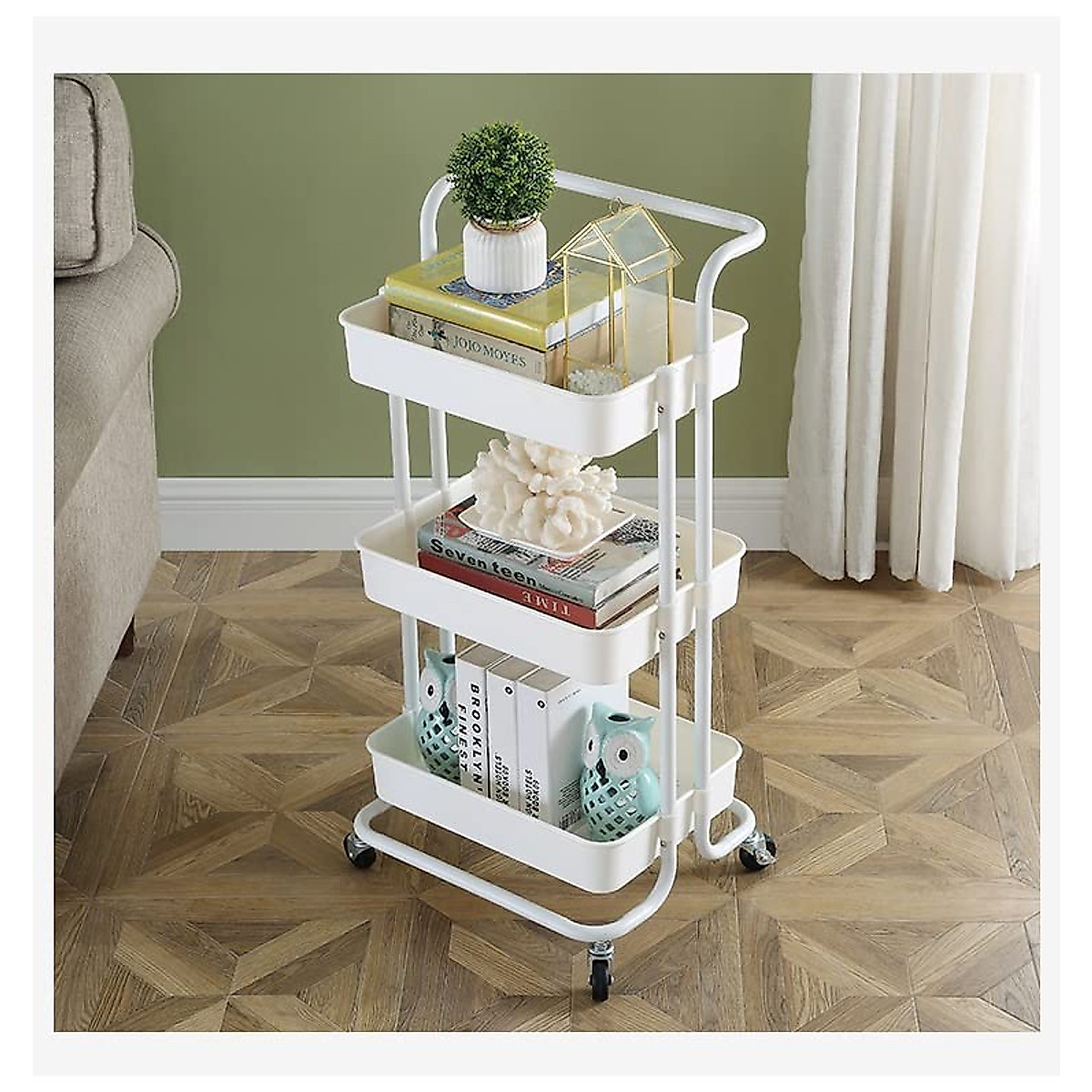 BHVXW Mobile Kitchen Shelf Trolley Household Storage Shelf with Wheeled Trolley (Color : OneColor, Size : 87 * 42 * 35cm)