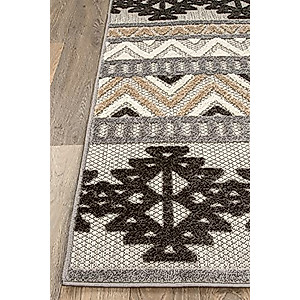 Rugshop Contemporary Geometric Bohemian Indoor/Outdoor Area Rug 5' x 7' Gray