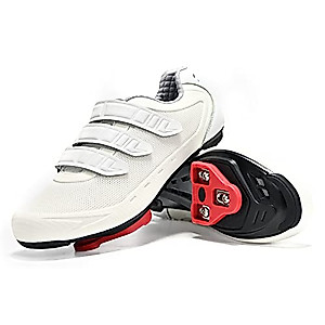 Mens Womens Indoor Cycling Shoes Compatible with Peloton Bike Shoes Cycling Shoes with Delta Cleats Clip Outdoor Pedal SPD Road Bike Shoes,White