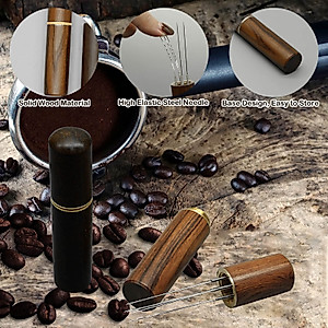 2 Pcs Espresso Distribution Tool, Espresso Stirrer Tool with Natural Wood Handle and Base, 5 Needles Espresso Coffee Stirrers Espresso Needle Distributor for Home Kitchen Cafe (Walnut and Rosewood)