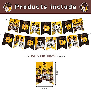 Baseball Team of San-Diego Birthday Party Decorations, Baseball Theme Party Supplies with Happy Birthday Banner, Cake Topper, Cupcake Toppers, Balloons for Kids Adults Birthday Party Favors