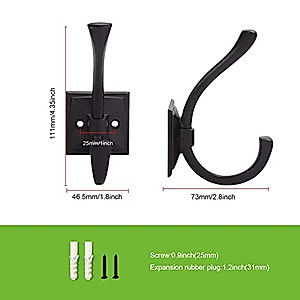 TUNNY 5 Pack Antique Design Wall Hanging Coat Hooks - Matte Black Coat Hooks Towel Hook for Entry Shoe Cabinet, Wardrobe Bathroom Bedroom Furniture Hardware