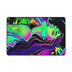 YUXIXI Non-Slip Area Rugs Home Decor Outer Space Trippy Smoke Cool Spooky Girl Floor Mat Living Room Bedroom Carpets Doormats 60 X 39 Inches