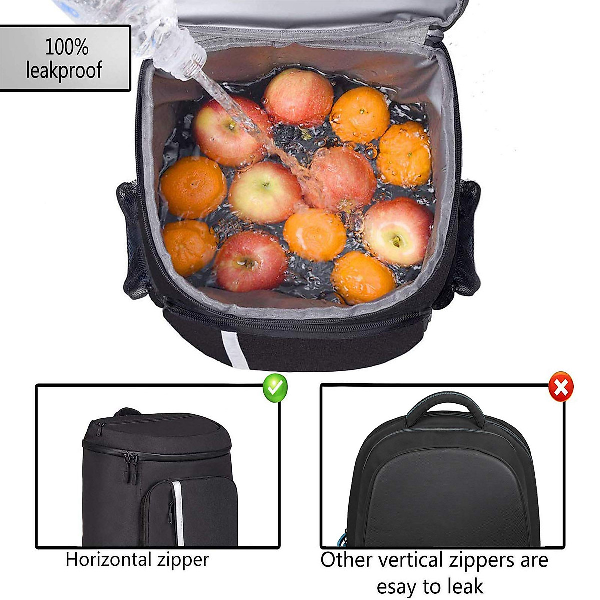 FORICH Backpack Cooler Leakproof Insulated Waterproof Backpack Cooler Bag, Lightweight Soft Beach Cooler Backpack for Men Women to Work Picnics Camping Hiking, 30 Cans(Black)