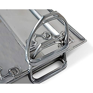 Arthur Court Horse Stirrup Metal Serving Tray for Serving Food, Snacks, Desserts Stackable Platter to Form Tier Cheese Stand - Silver Equestrian Style 12 inch x 17.5 inch