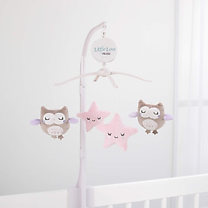 Little Love by NoJo Shine On My Love - Girl Owls and Stars Pink, Lavender Musical Mobile