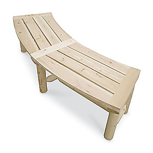 CASTLECREEK Curved Fire Pit Bench, Wood Log Bench Seat, Outdoor, Backyard, Rustic