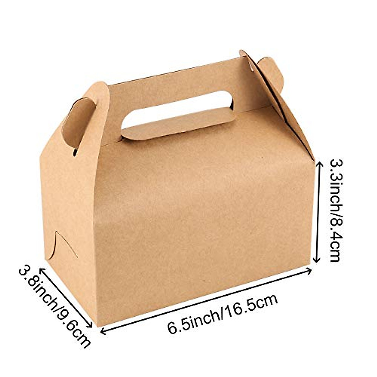 HAKZEON 120PCS 6.4 x 3.5 x 3.2 Inches Kraft Gable Treat Boxes, Reusable Brown Gable Boxes, Sturdy Candy Treat Box Party Favors Boxes for Baby Showers, Wedding Birthday Party Favors and Other Events