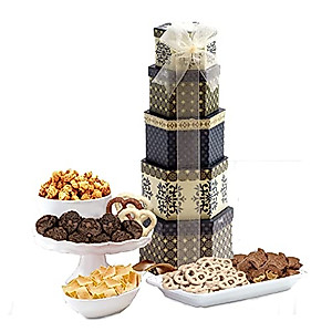 Broadway Basketeers Gourmet Food Gift Basket Tower Snack Gifts for Women, Men, Families, College – Delivery for Holidays, Appreciation, Thank You, Congratulations, Corporate, Get Well Soon Care Package
