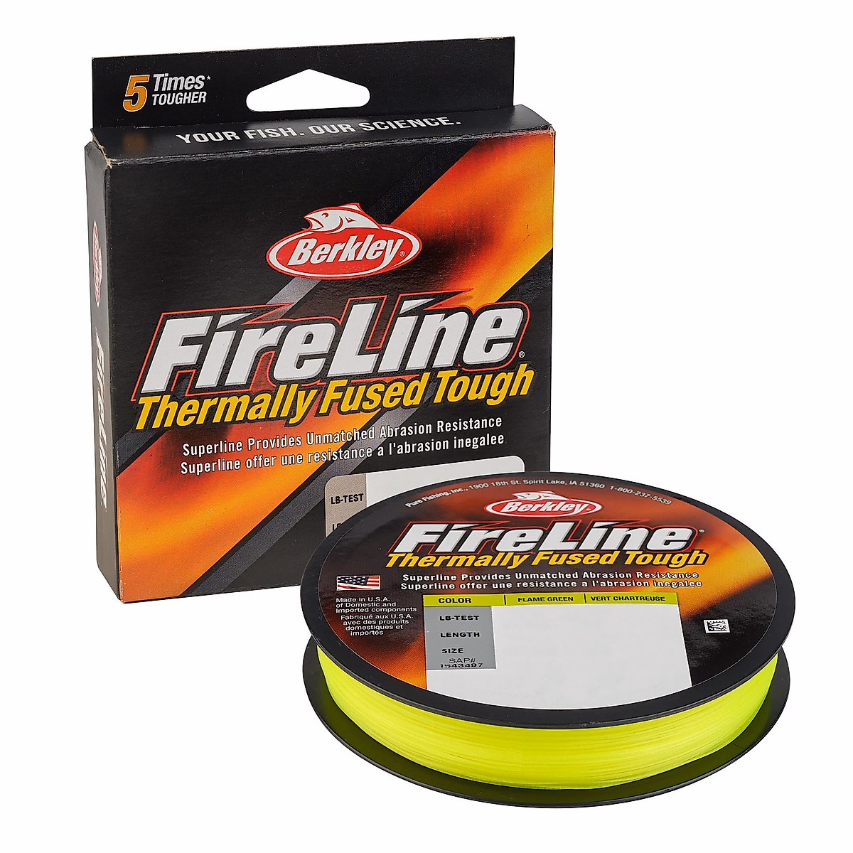 Berkley FireLine® Superline, Flame Green, 6lb | 2.7kg, 300yd | 274m Fishing Line, Suitable for Freshwater Environments
