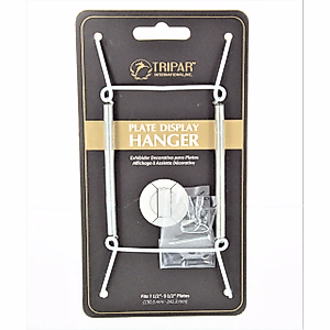 TRIPAR 7.5-9.5 Inch White Plate Wire Wall Plate Hanger
