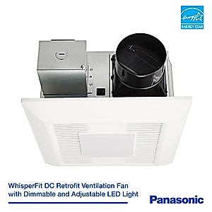 Panasonic FV-0511VFL1K WhisperFit DC Retrofit Ventilation Fan with Light, Dimmable and Adjustable Color Temperature Light, 50, 80 or 110 CFM
