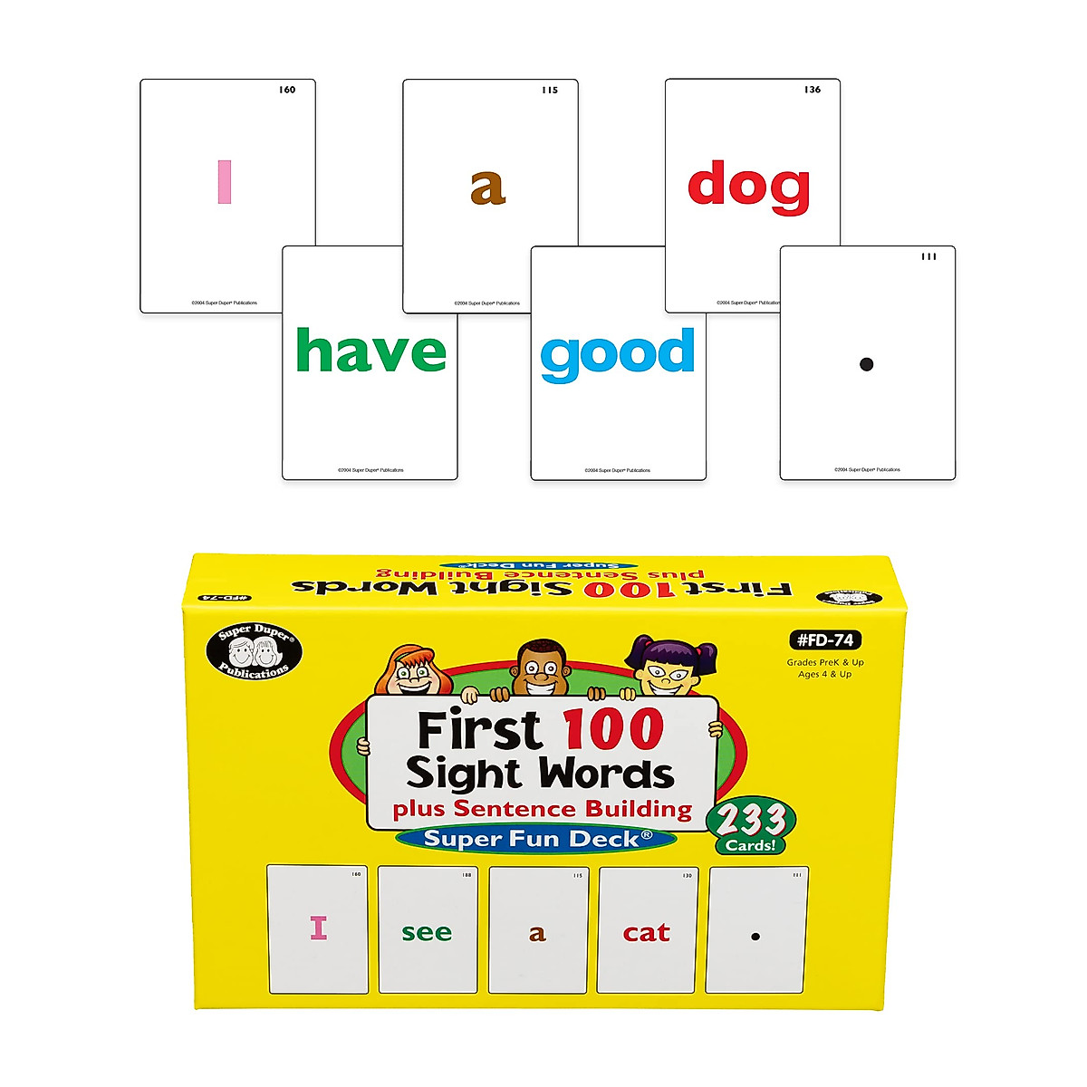 Super Duper Publications | First 100 Sight Words Plus Sentence Building Fun Deck Flash Cards | Educational Learning Resource for Children