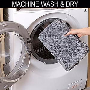 Walensee Bathroom Rug Non Slip Bath Mat for Bathroom (16 x 24, Grey) Water Absorbent Soft Microfiber Shaggy Bathroom Mat Machine Washable Bath Rug for Bathroom Thick Plush Rugs for Shower