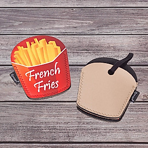 Creative Home Set of 2 (One Pair) Neoprene Oven Mitt Heat Resist Kitchen Gloves Pot Holder Grabber, 5.3" L x 5.7" W, French Fries