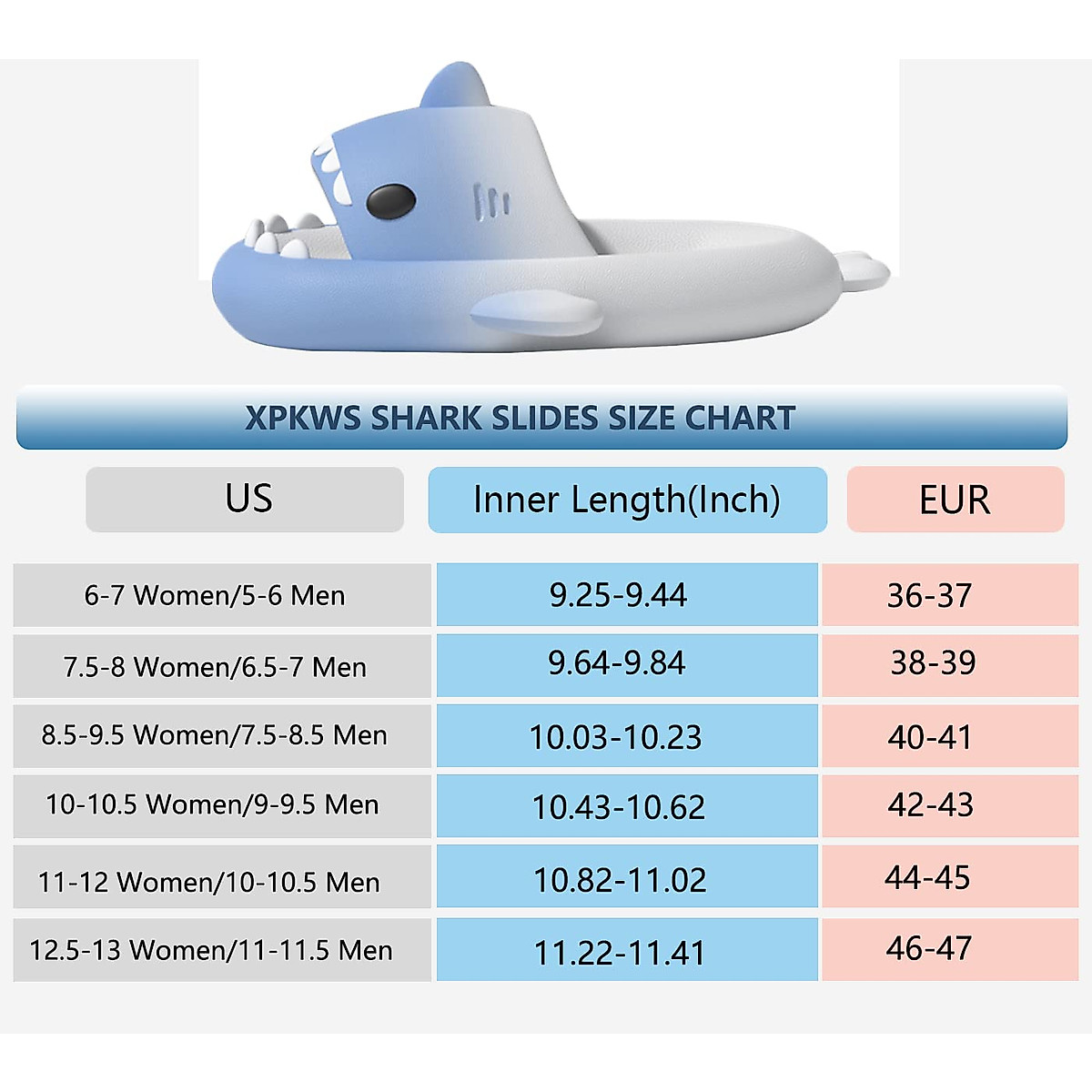 XPKWS Shark Slides for Women and Men Unisex Cloud Slippers Adult Novelty Beach Sandals with Thick Sole (JB-BW,7.5-8 Women/6.5-7 Men,3839)