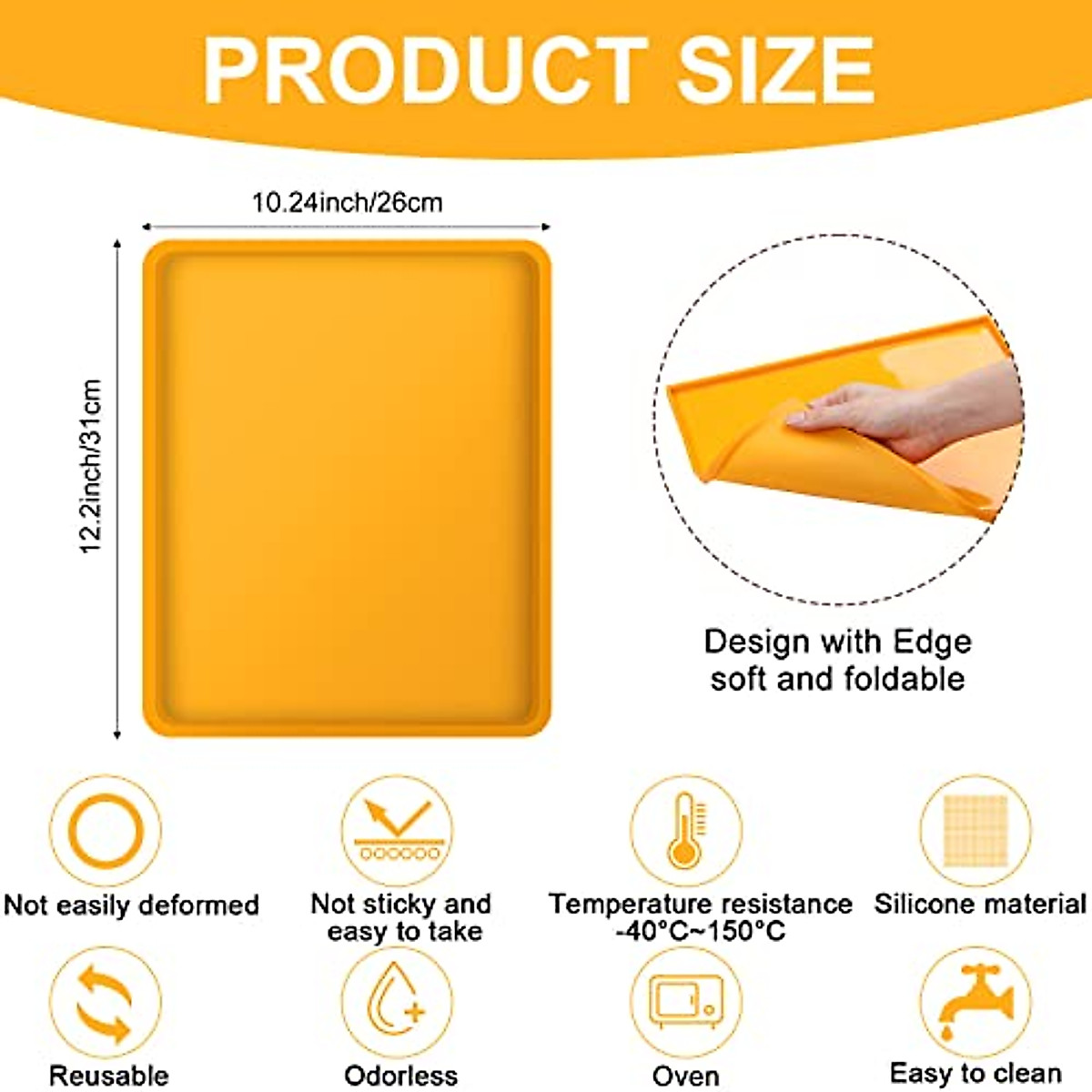 Vesici Set of 8 Silicone Dehydrator Sheets 12.2 x 10.2 Inch, Non Stick Dryer Mats with Edge High Temperature Resistance Fruit Trays Reusable Dehydrator Trays for Fruits Meat Vegetables Herbs(Orange)