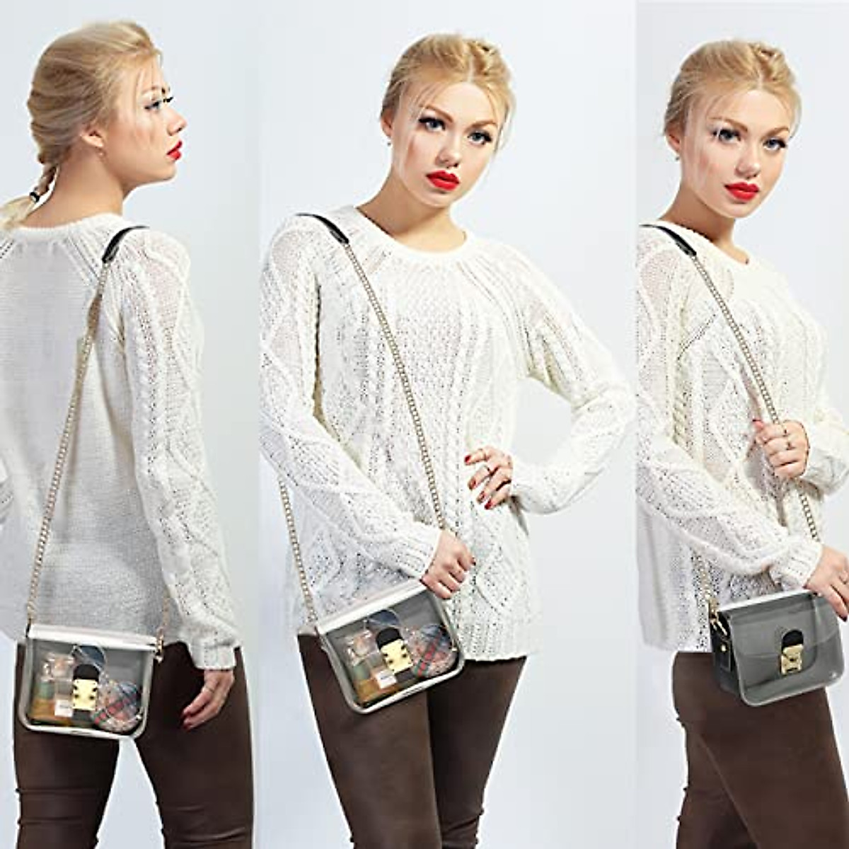 KUI WAN Clear Bag Stadium Approved, Clear Crossbody Bag Cute Clear Purse Gift for Women for Sport Event Concert