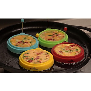Silicone Egg Rings, Premium Nonstick Multicolored Cooking Ring Molds for Eggs, Pancakes, Mcmuffin Breakfast Sandwiches, English Muffins, Crumpets, and More (4-Pack)