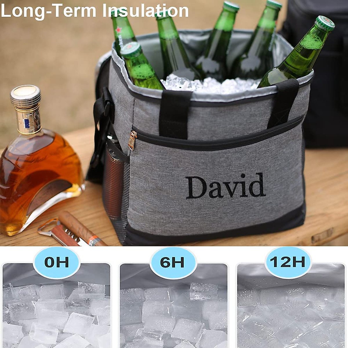 Embroidery Personalized Large Lunch Bag 24-Can (15L) Insulated Lunch Box Soft Cooler Cooling Tote for Adult Men Women