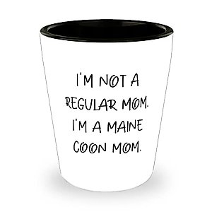 Fancy Maine Coon Cat Shot Glass, I'm Not a Regular Mom. I'm a, For Friends, Present From Friends, Ceramic Cup For Maine Coon Cat