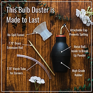 Dr. Killigan's The Insect Buster - Bulb Duster, Sprayer, Applicator, Dispenser for Diatomaceous Earth and Other Powders - a Non-Toxic, Natural and Safe Tool - Small (8oz)