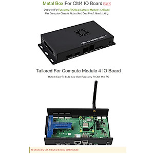Waveshare Metal Box (A) Designed for Official Raspberry Pi Compute Module 4 IO Board Comes with Cooling Fan Mini Computer Chassis Robust and Dust-Proof Nice Looking