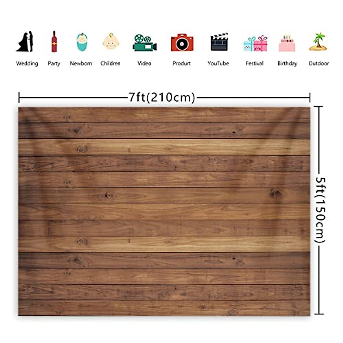 BINQOO 7x5ft Easter Wooden Backdrop Brown Wood Wall Happy Easter Retro Wood Floor Backdrop Photographic for Newborn Baby Kids Pet Food Baby Shower Wood Decor Background Photo Shoot Studio Props