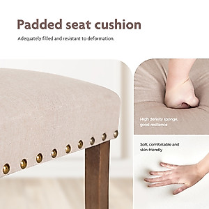 ALPHA HOME Dining Chairs Set of 2, Upholstered Dining Room Chairs, Tufted Kitchen Chairs with Solid Wood Legs and Tall Backrest, Fabric Padded Parson Chairs, Beige