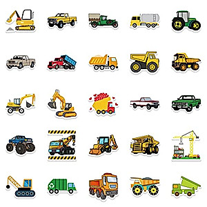 50pcs Transportation Vehicle Truck Stickers Decals for Kids Toddlers Boys Girls, Cartoon Vehicle Vinyl Stickers for Water Bottle Laptop Skateboard Car Helmet Luggage, Perfect Party Favors and Supplies