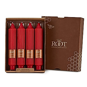 Root Candles Unscented Dinner Candles Beeswax Enhanced Grecian Collenette Boxed Candle Set, 9-Inch, Sage Green, 4-Count