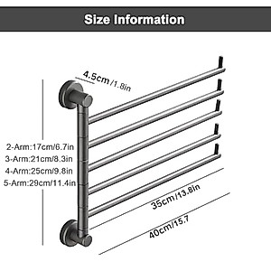 Towel Racks,Towel Racks 5-Arms Towel Holder, Bath Towel Bar Swivel Wall Mounted Dryirack, Rustproof Hanger Space Savistorage Organizer for Bathroom Kitchen