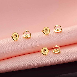 DELECOE 2 Pairs 14K Gold Screw On Earring Backs for Diamond Studs 925 Stering Silver Hypoallergenic Screw Backs Replacement Screw on Earrings Back Fit Post Sizes .032'/0.8mm
