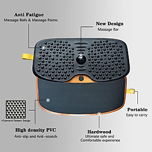 VWINDESK Standing Desk Anti Fatigue Mat Balance Board, Non-Slip Bottom Wooden Wobble Ergonomic Design, Foot Massage for Office Fitness Orange in Black, 24.6'' Large