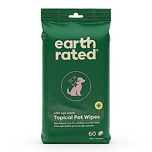 Earth Rated Specialty Wipes Bundle - Includes 70 Fragrance-Free Pet Eye Wipes, 60 Wild Oat-Scented Pet Ear Wipes, and 60 Wild Oat-Scented Topical Pet Wipes
