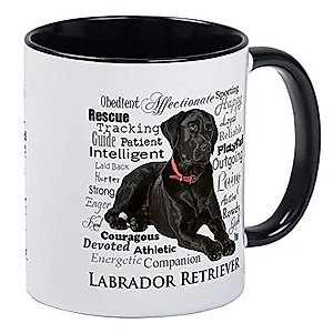 Black Lab Traits RINGER Mug - Ceramic 11oz Coffee/Tea Cup Gift Stocking Stuffer