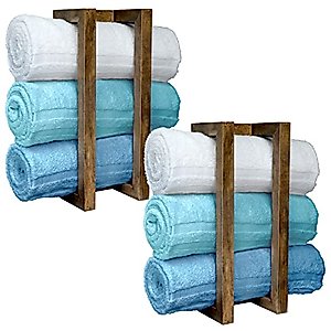EXCELLO GLOBAL PRODUCTS Wooden Wall-Mounted-Towel Rack (Pack of 2)