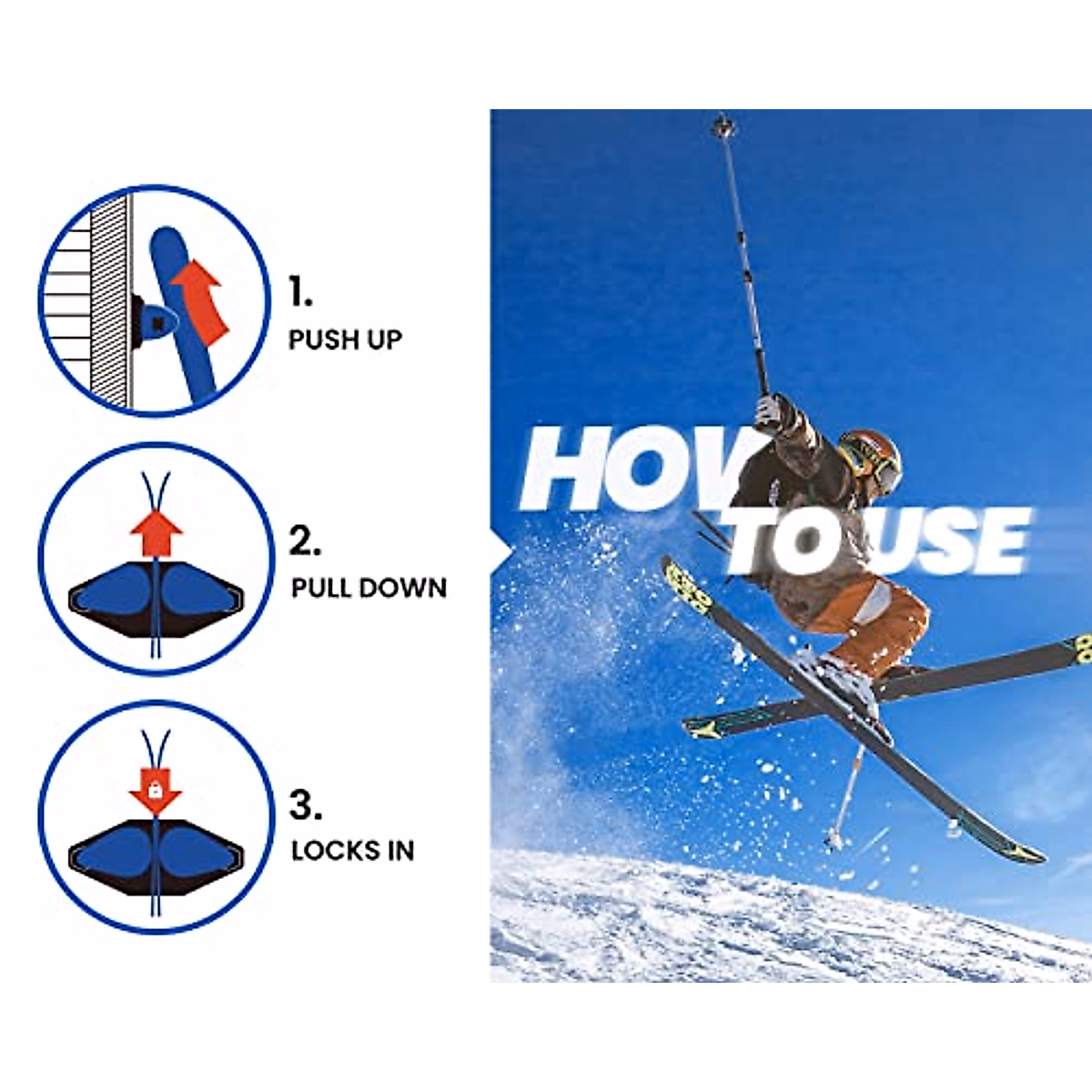 Skifavs Ski Wall Mount, Snowboard Wall Storage Rack, Ski & Snowboard Rack For Garage Wall, Damage-Free Ski Storage Rack, Ski Holders For Wall, Snowboard Display （1 Pack)