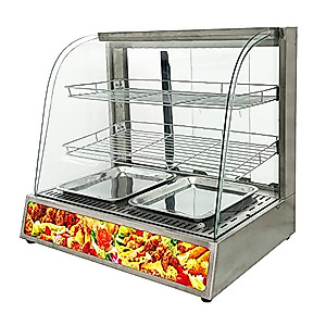 TECHTONGDA Commercial Countertop Food Display Case Electric Food Warmer Case for Pizza Dessert Food Display Cabinet 3 Tiers 700W