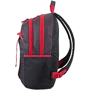 FUEL Backpack with Lunchbox Combo, Perfect for School, Two Compartment, Water Resistant, Durable, Side Water Bottle Pockets - Black/Poppy Red/Geometric