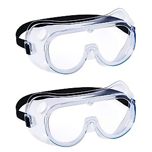 YunTuo 2 pack Safety Goggles, Adjustable,Lightweight Anti-Fog Protective Safety Glasses, Eye Protection, White