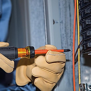 Klein Tools 32286 Insulated Screwdriver, 2-in-1 Screwdriver Set with Flip Blade, #1 Phillips and 3/16-Inch Slotted Tips, Double-Ended Blades