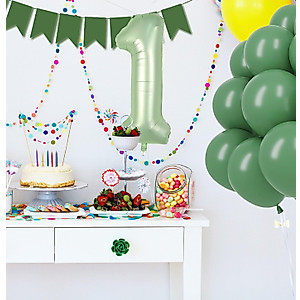 Number 1 Balloon 40 Inch Sage Green Number Balloon Foil Mylar Balloon for Boys Girls 1st Birthday Wedding Anniversary Jungle Party Decoration Supplies large Number Balloons