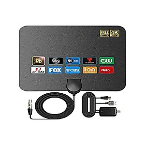 4K Amplified HD Digital TV Antenna Long 1000 Miles Range RUPA TV Antenna Indoor Support 4K 1080p Fire tv Stick and All Older TV's Indoor Smart Switch Amplifier Signal Booster with Coax HDTV Cable 16ft